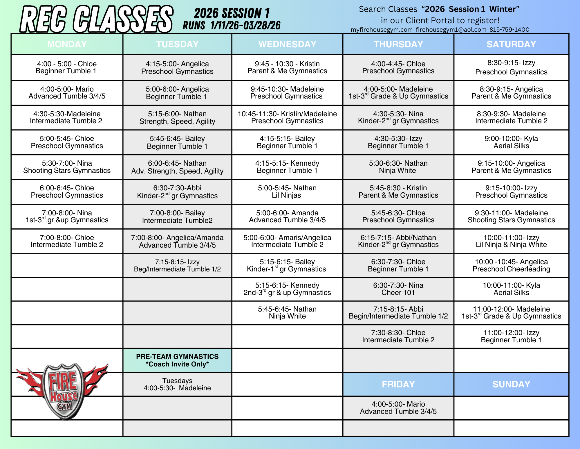 Rec Class Session – Fire House Gym